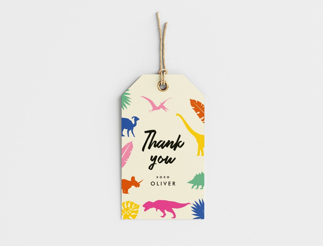 Dinosaur Gift Tag Template, Dinosaur Birthday Editable Gift Tag ...