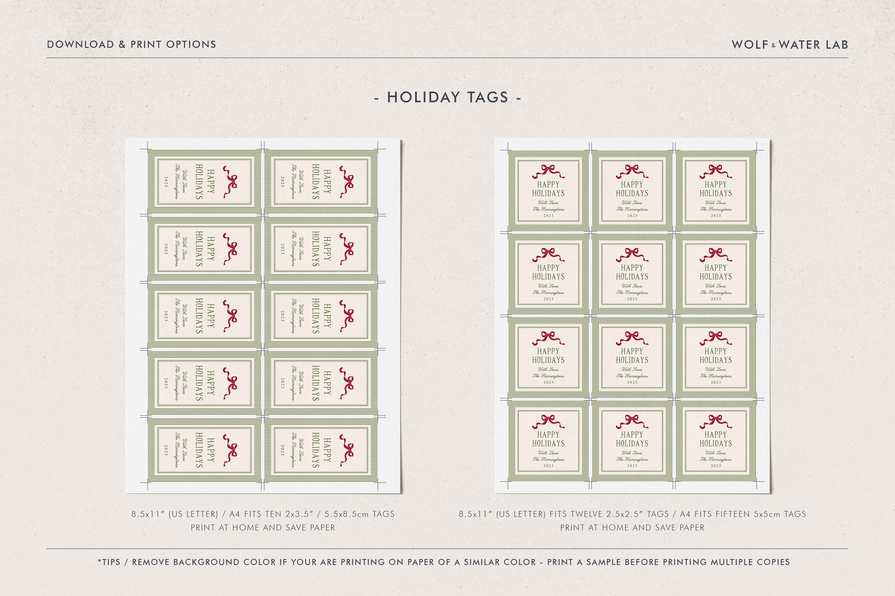 Coquette Christmas Gift Tag Template, Modern Retro Christmas Favor Tag ...