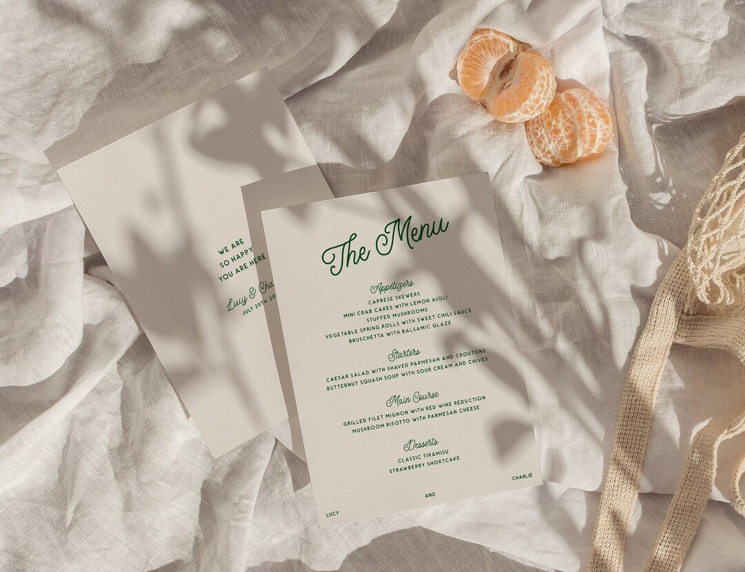 Modern Wedding Menu Template, Retro Wedding Menu, Colorful Menu, Fun ...