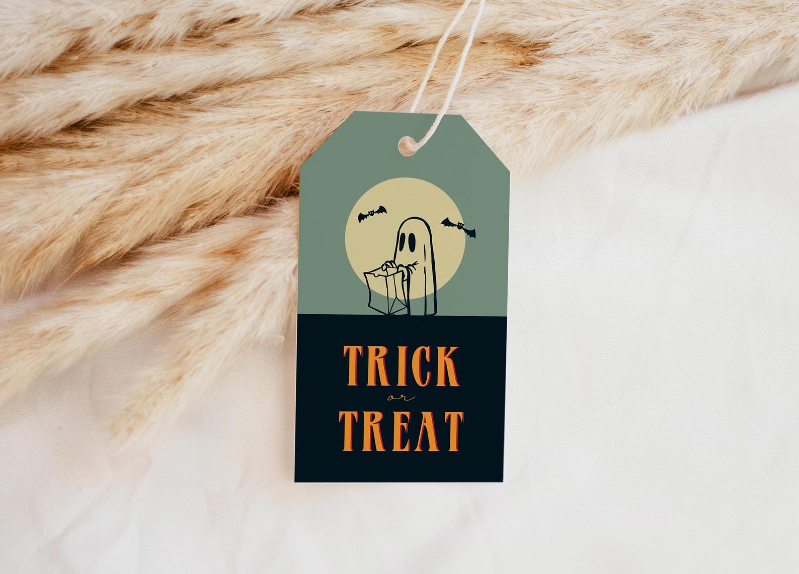 Halloween Favor Tag Template, Trick or Treat Gift Tag Editable, Retro ...