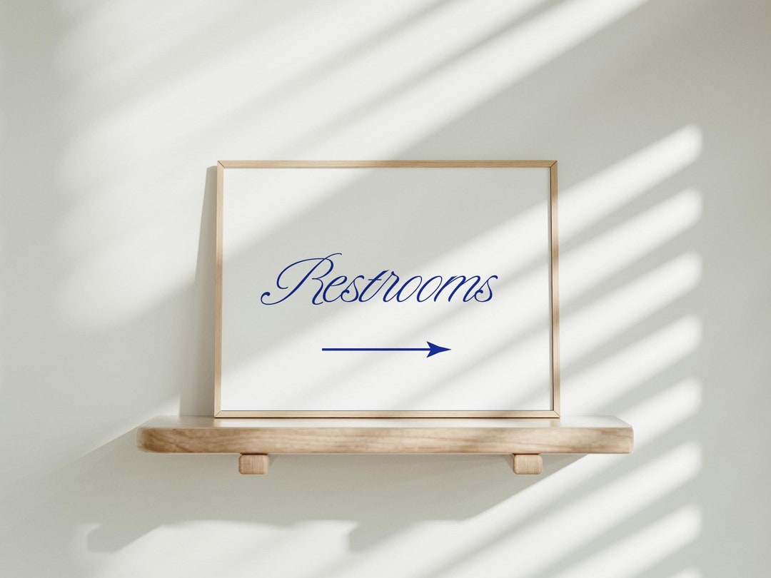 Restroom Arrow Sign Template, Wedding Restroom Sign Minimalist ...