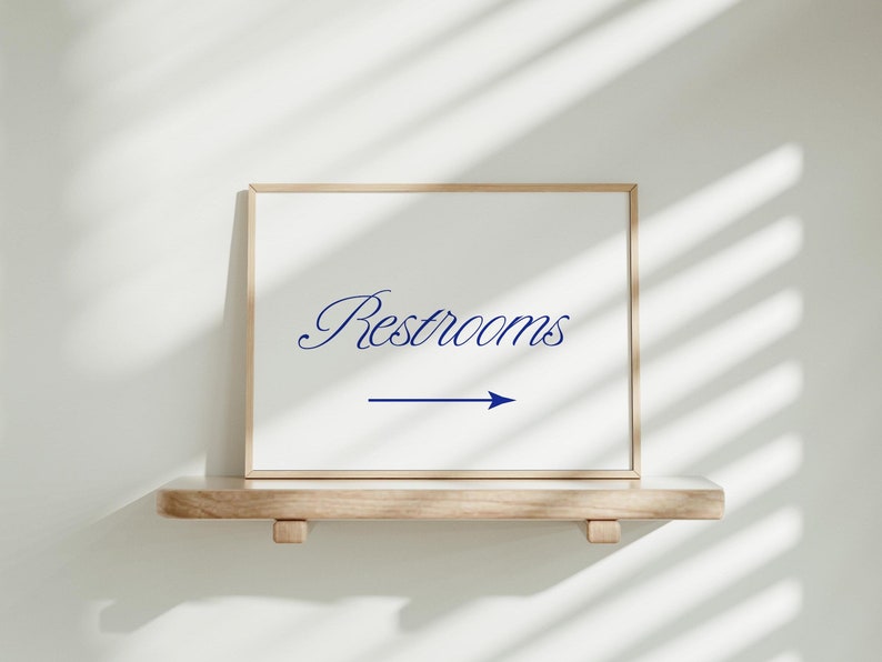 Restroom Arrow Sign Template, Wedding Restroom Sign Minimalist ...