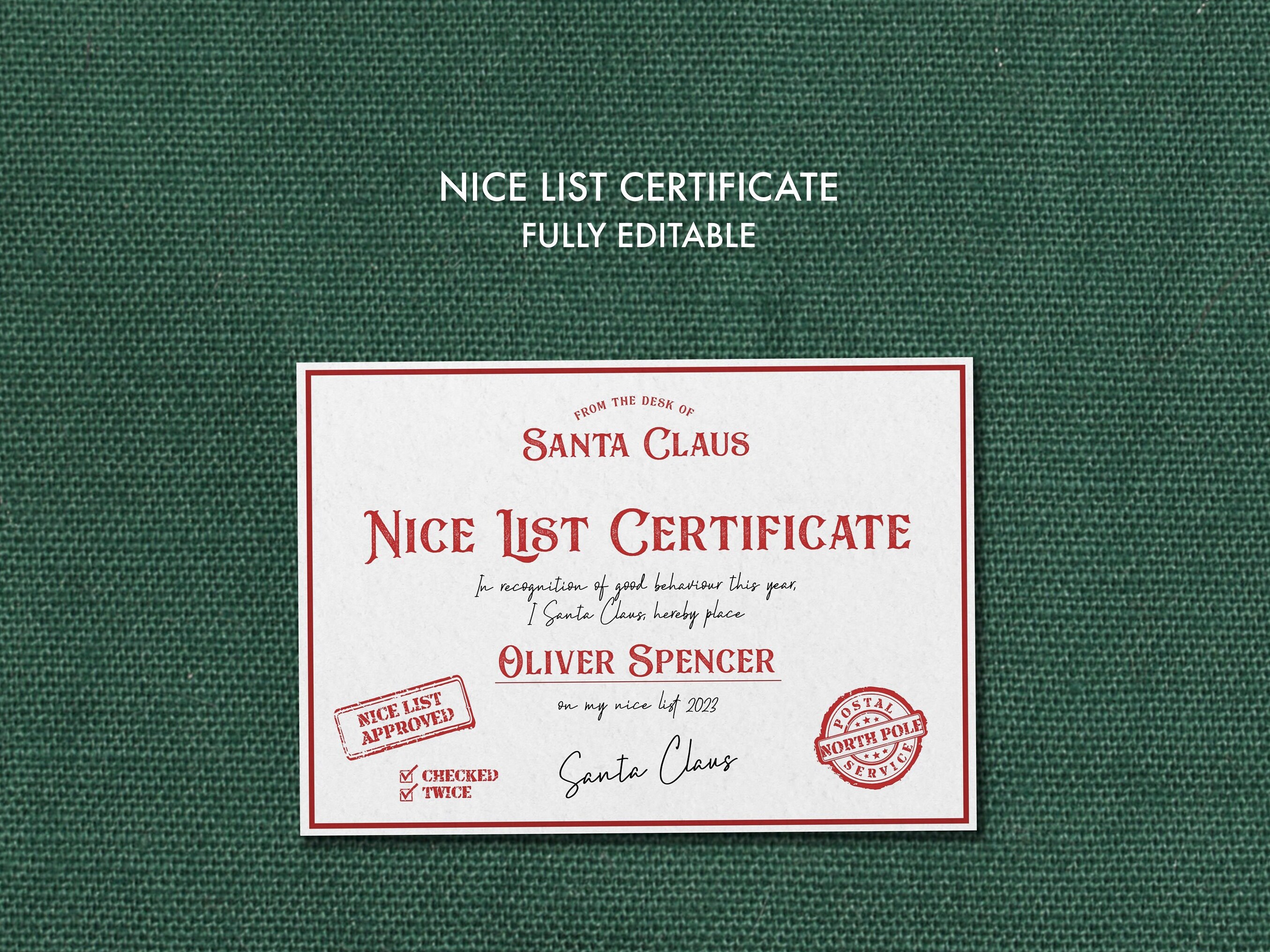 Personalized Letter From Santa Printable, Santa Letter, Certificate ...