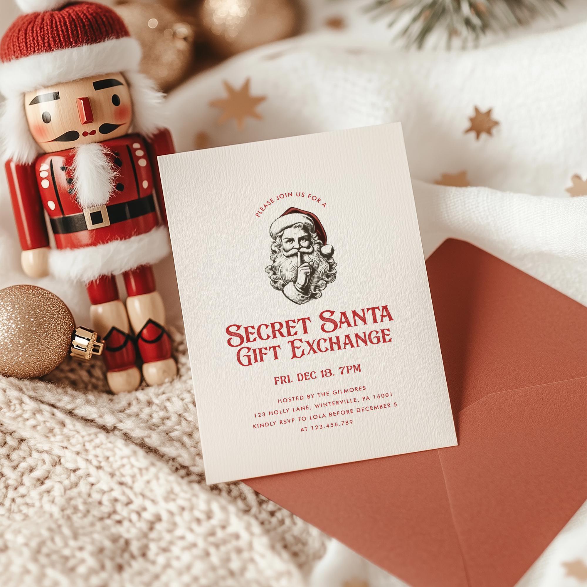 Secret Santa Reveal Card, Secret Santa Printable Gift Card, Secret ...