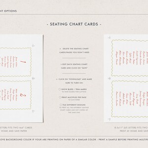 Modern Seating Chart Cards Template, Handwritten Wedding Seating Chart ...