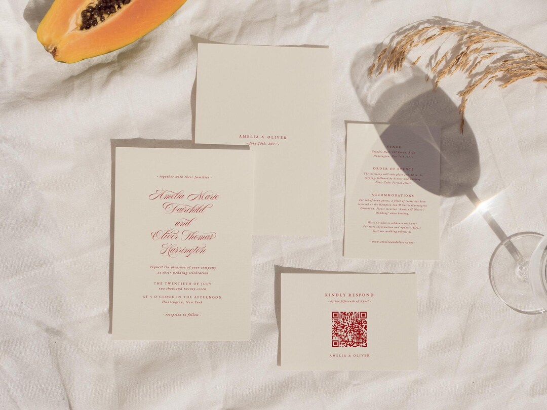 Modern Classic Wedding Invitation Template, Retro Minimalist Invitation ...