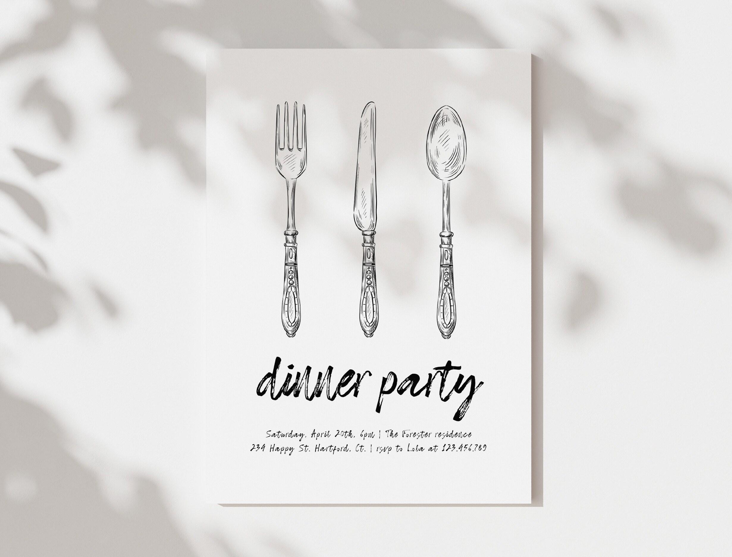 Dinner Party Invitation Template, Dinner Party Digital Invitation ...