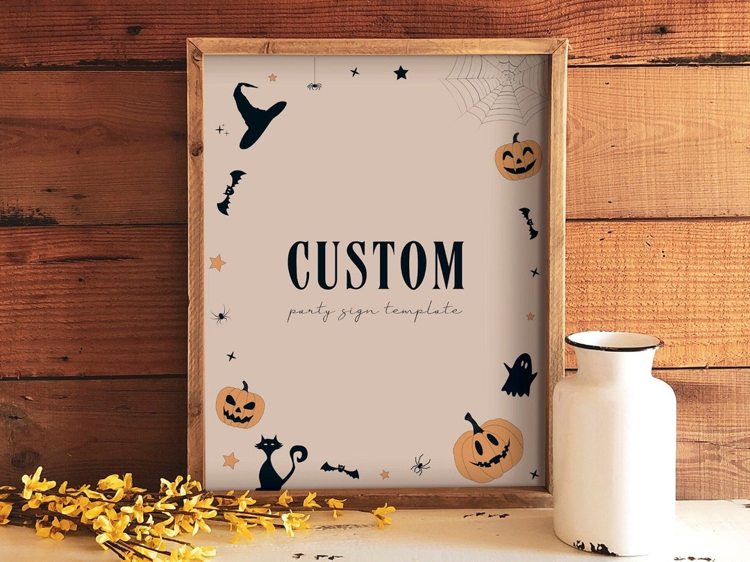 Halloween Party Sign Template, Editable Halloween Signage, Halloween ...