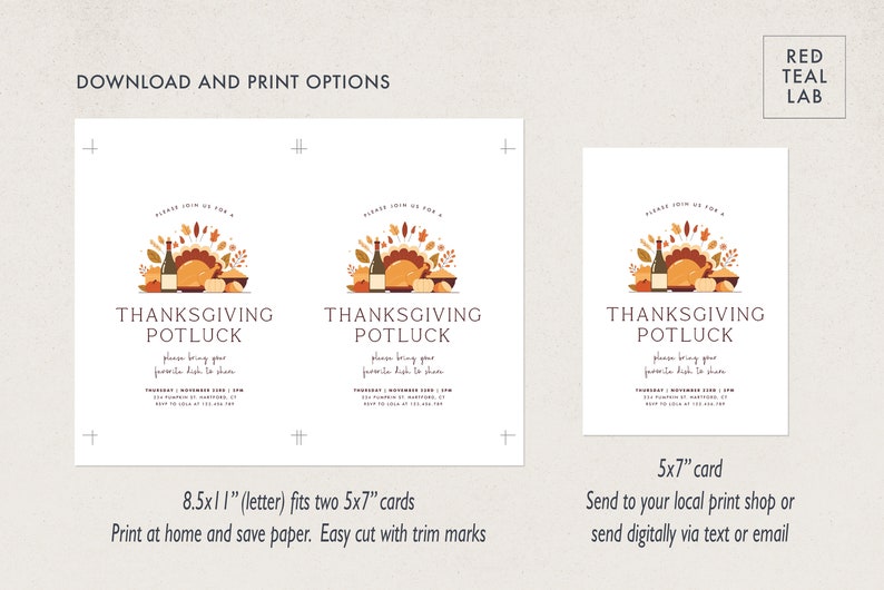 Thanksgiving Potluck Invitation Template, Editable Thanksgiving Potluck ...