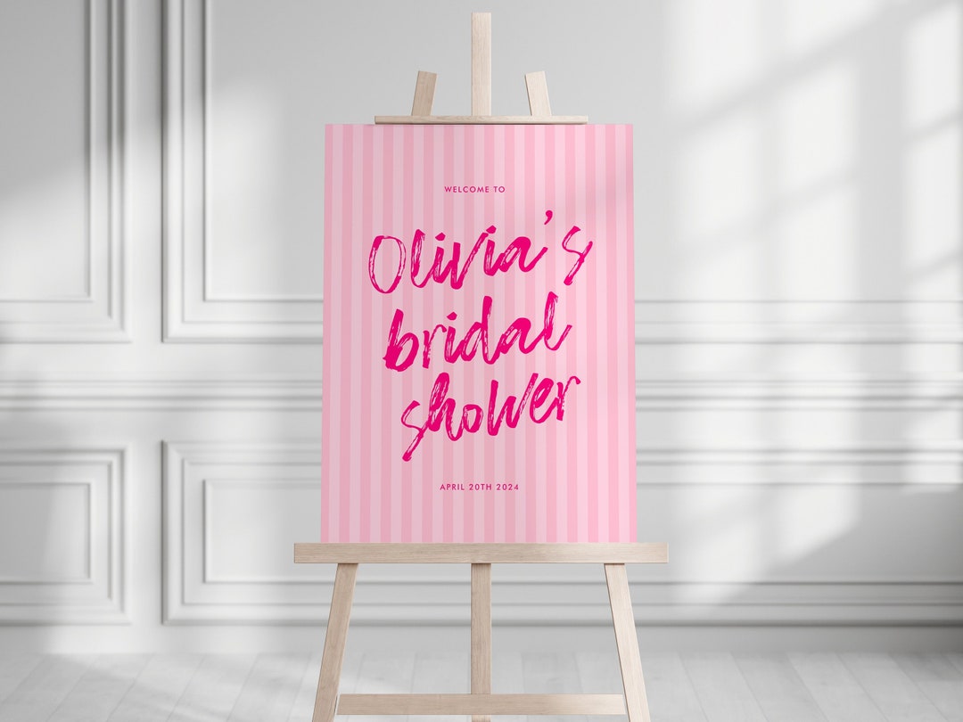 Pink Bridal Shower Welcome Sign, Editable Handwritten Welcome Sign ...