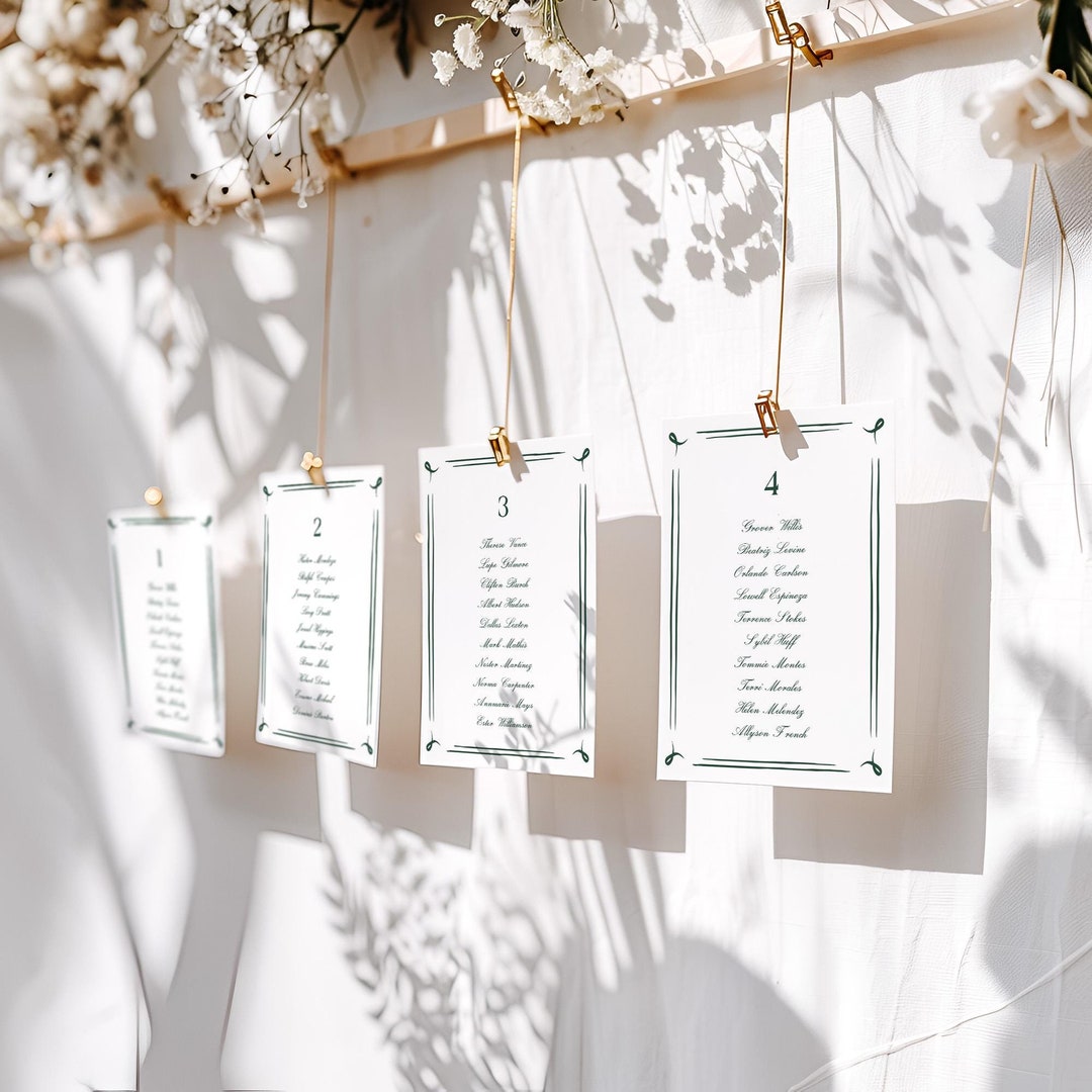 Handwritten Seating Chart Cards Template, Wedding Seating Chart ...