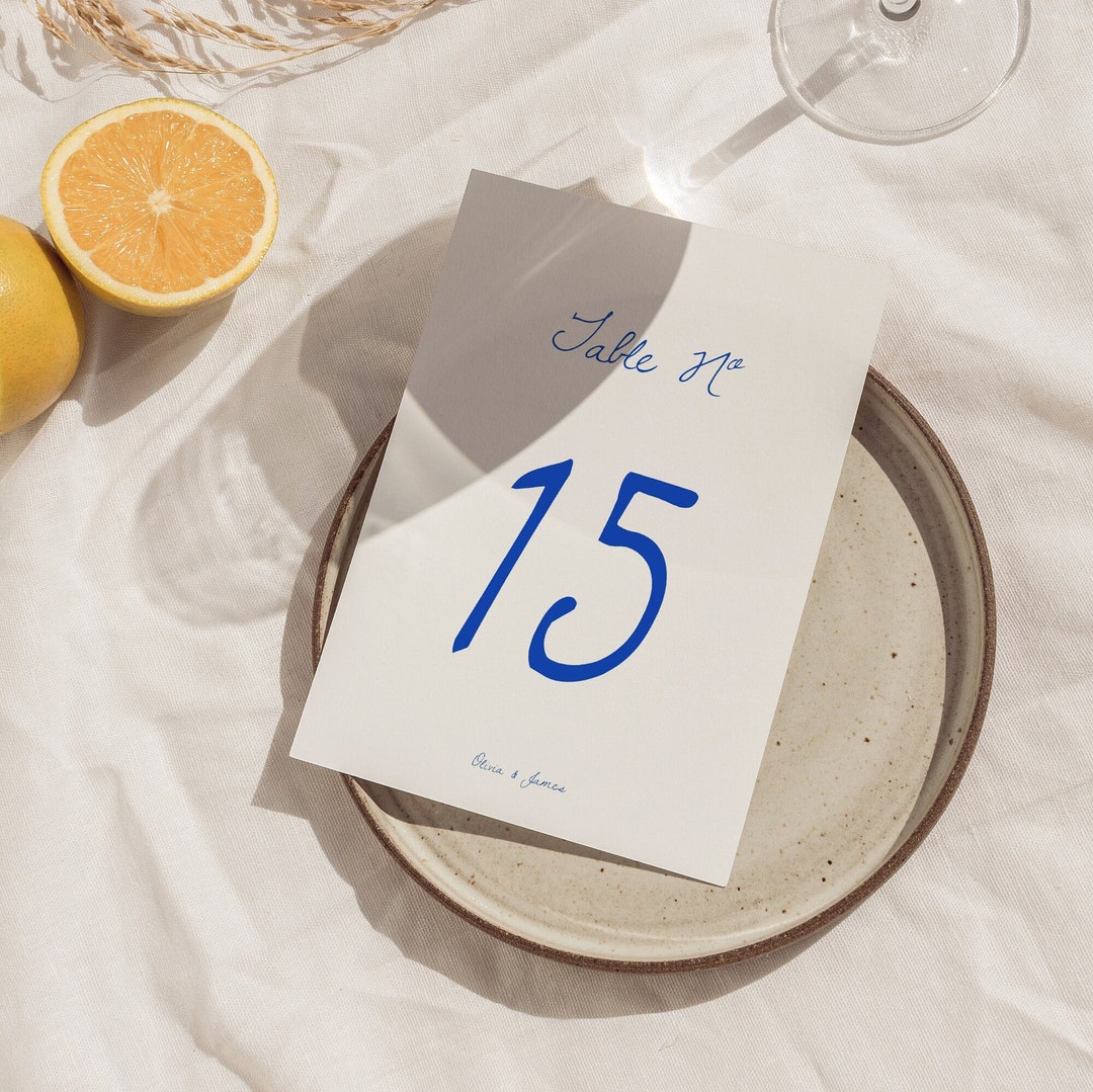 Modern Wedding Table Number Template, Handwritten Table Number ...