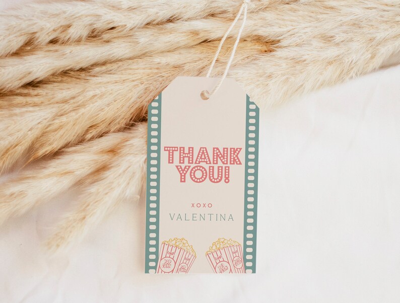 Movie Party Gift Tag Template Editable Movie Night Favor Tag - Etsy