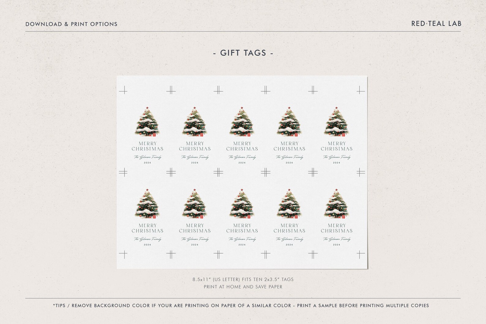 Christmas Tree Gift Tag Template, Vintage Christmas Gift Tag, Printable ...