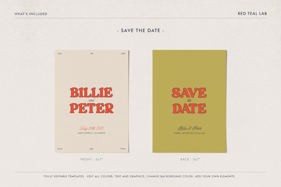 Modern Save the Date Template, Retro Save the Date, Colorful Save the ...