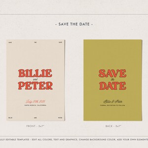 Modern Save the Date Template, Retro Save the Date, Colorful Save the ...
