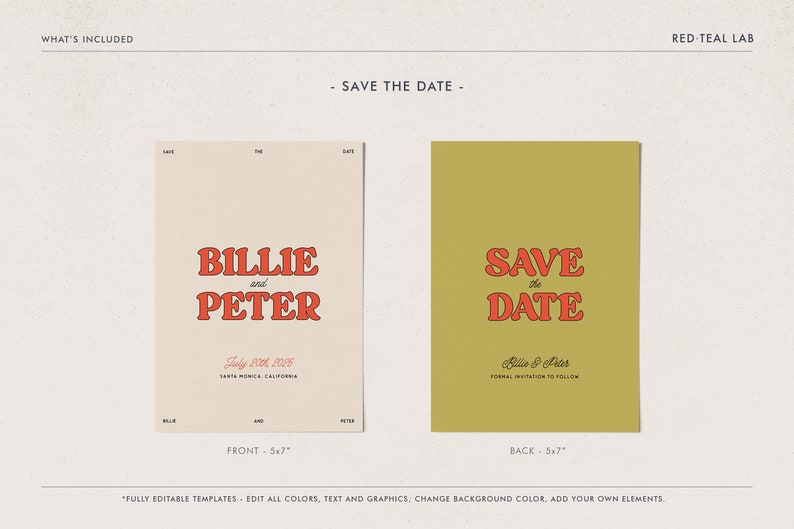 Modern Save the Date Template, Retro Save the Date, Colorful Save the ...