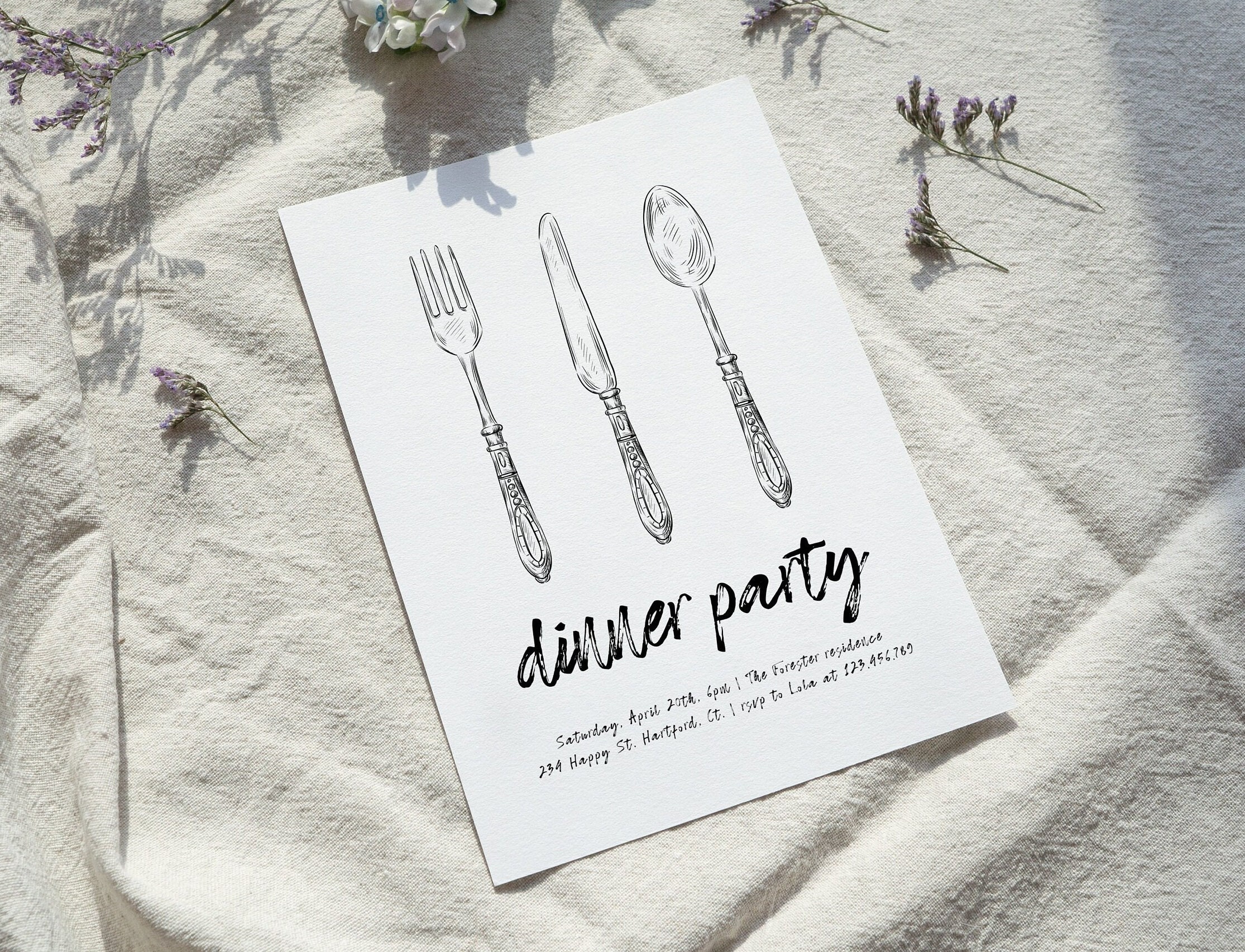 Dinner Party Invitation Template, Dinner Party Digital Invitation ...
