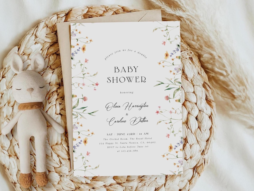 Double Baby Shower Invitation Template, Joint Baby Shower Invitation ...