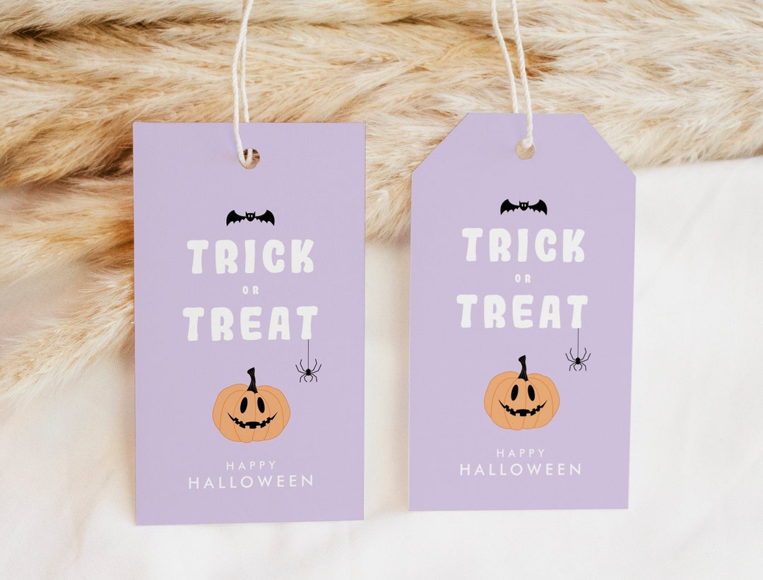 Halloween Favor Tag Template, Trick or Treat Gift Tag Editable ...