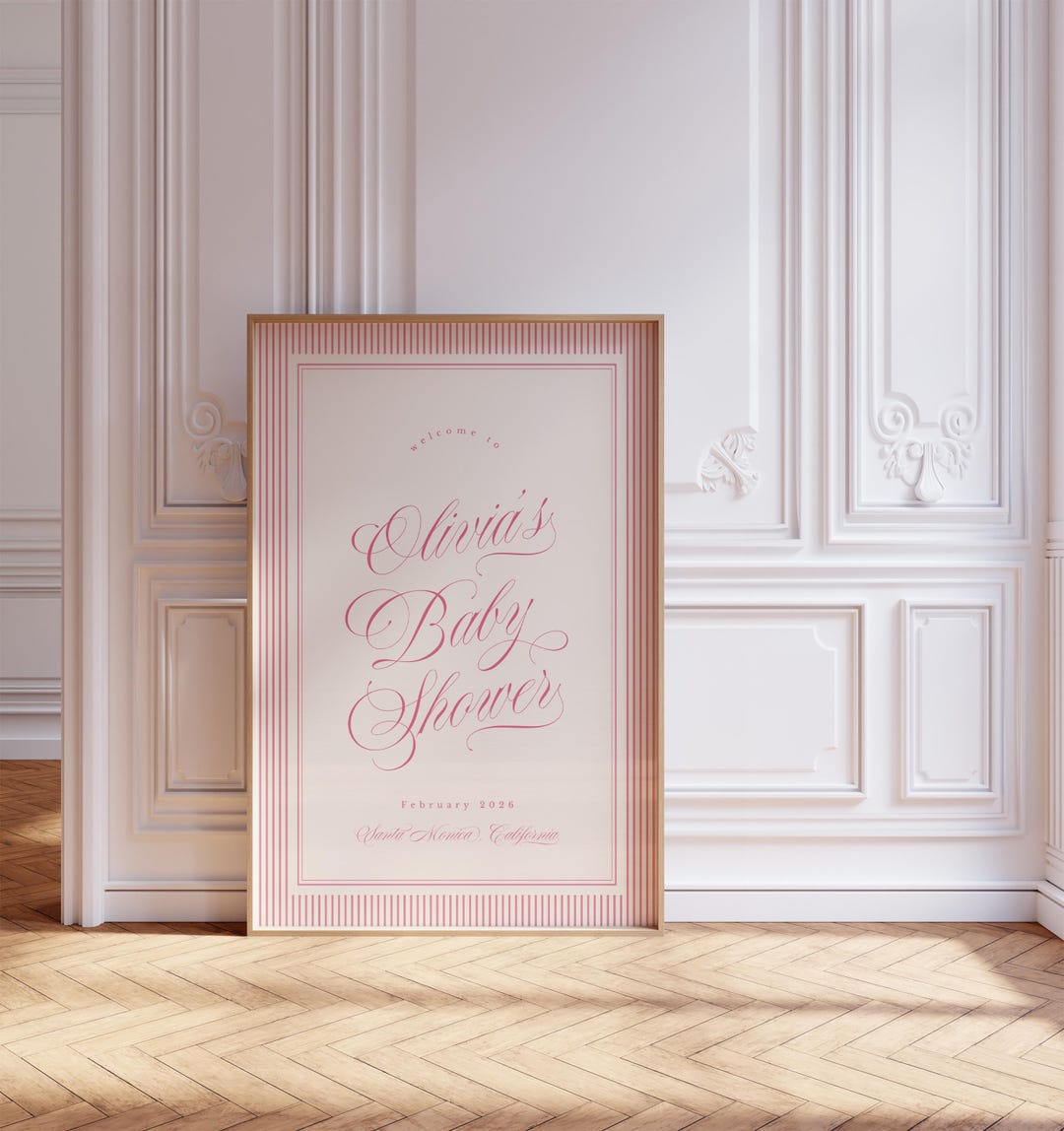 Baby Shower Welcome Sign Template, Modern Retro Baby Shower Signage ...