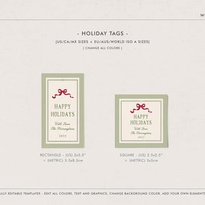 Coquette Christmas Gift Tag Template, Modern Retro Christmas Favor Tag ...