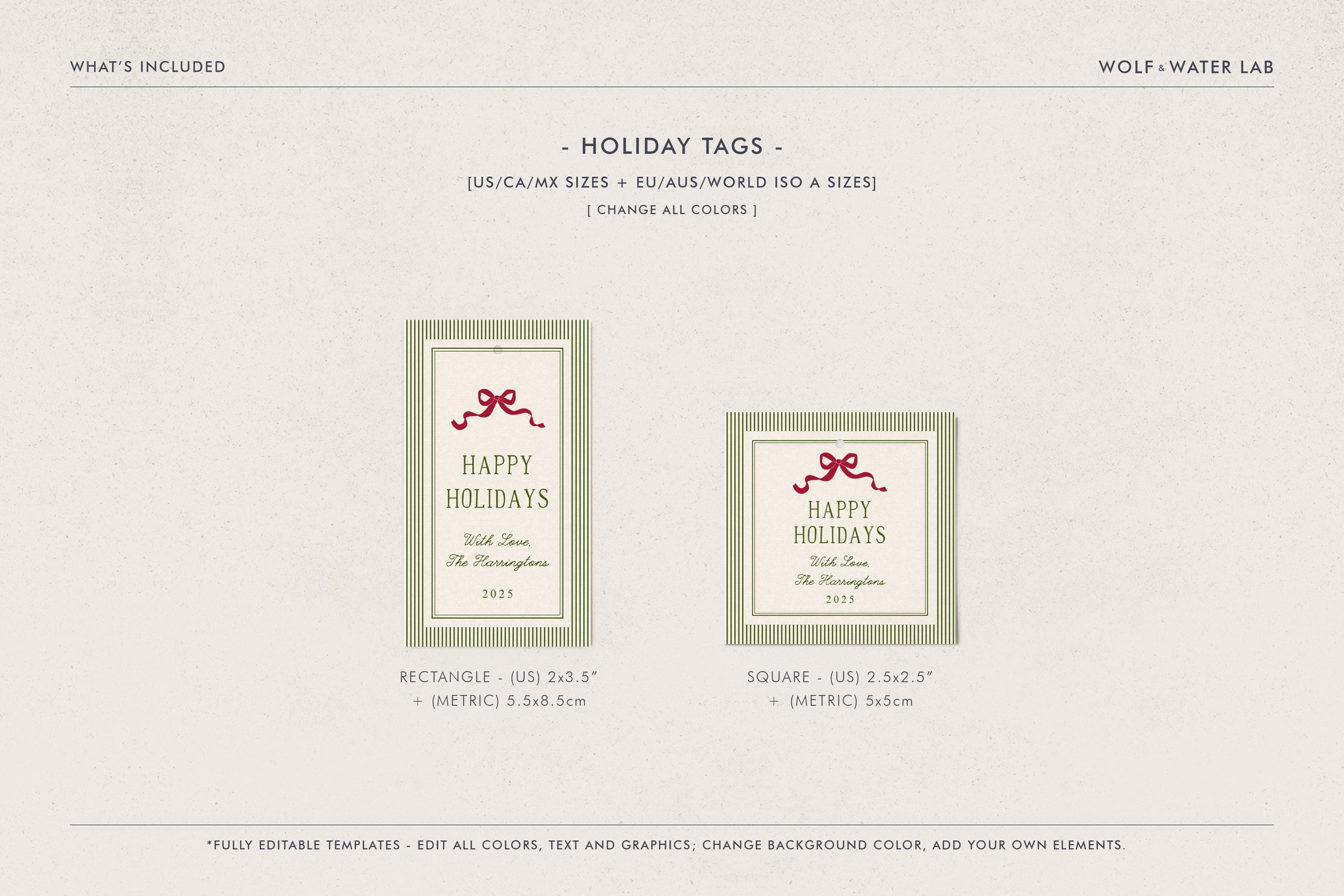 Coquette Christmas Gift Tag Template, Modern Retro Christmas Favor Tag ...