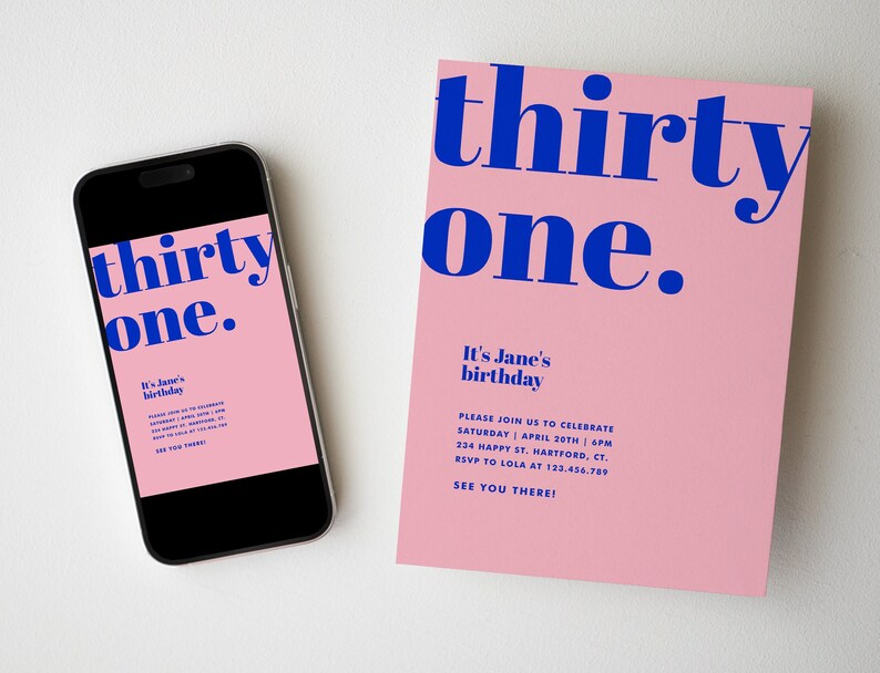 31st Birthday Invitation Template, Editable 31st Birthday Digital ...