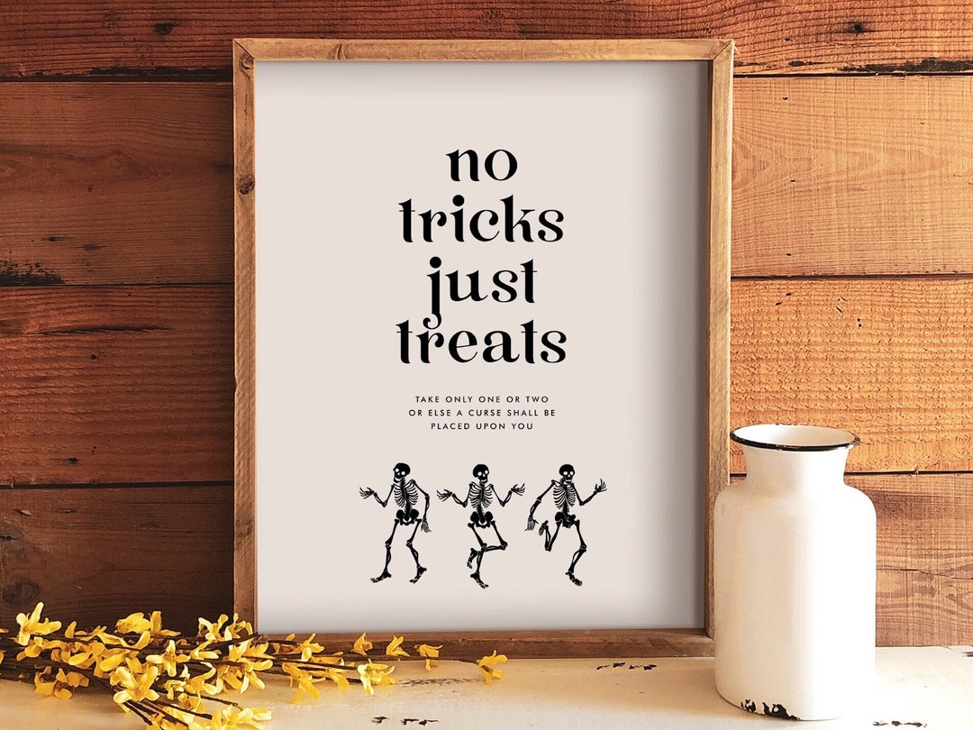 Dancing Skeletons Halloween Sign Template, Editable Trick or Treat Sign ...
