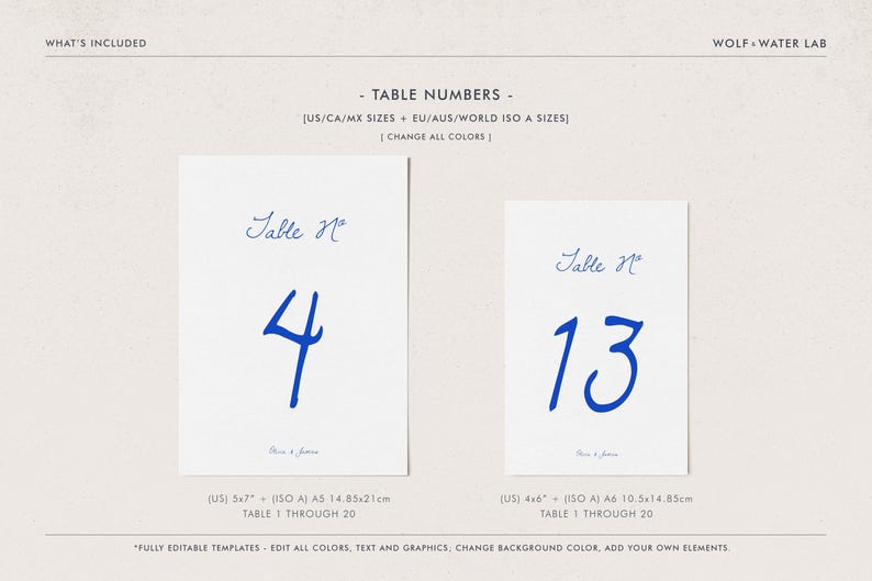 Modern Wedding Table Number Template, Handwritten Table Number ...
