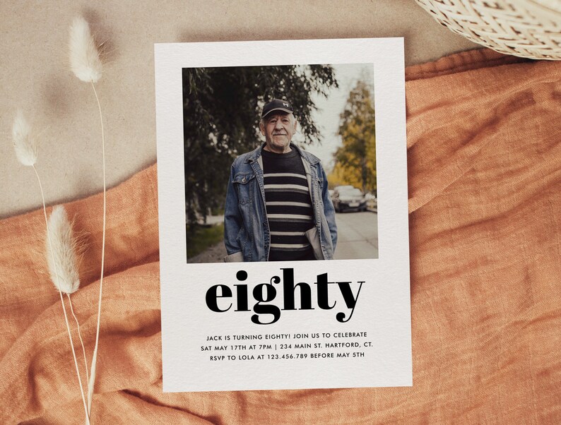 80th Birthday Invitation Template Editable 80th Birthday Digital
