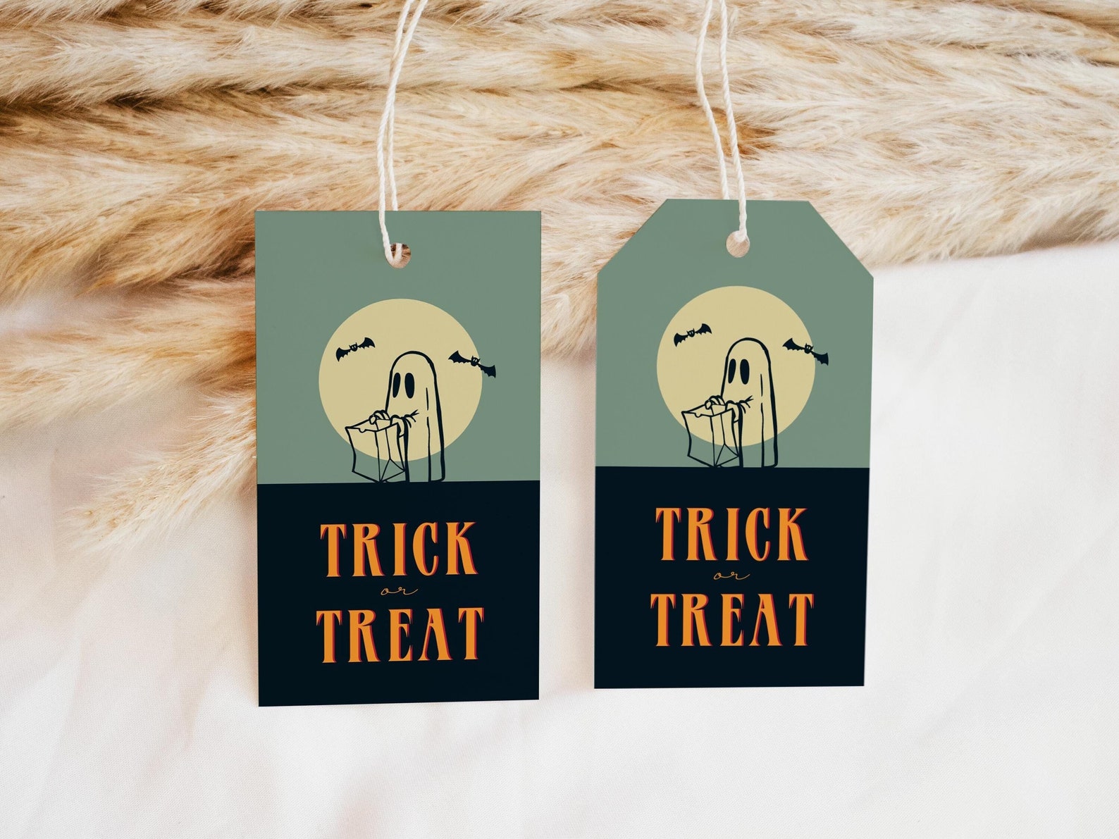 Halloween Favor Tag Template, Trick or Treat Gift Tag Editable, Retro ...