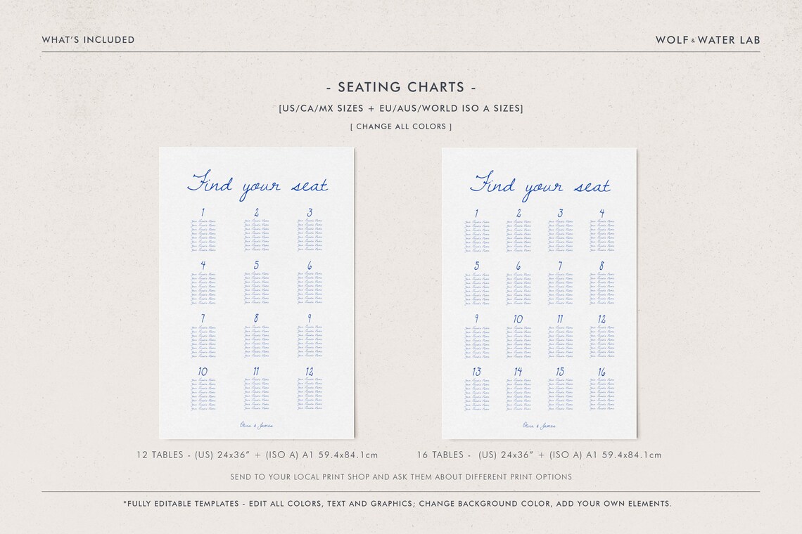 Modern Wedding Seating Chart Template, Handwritten Seating Chart ...