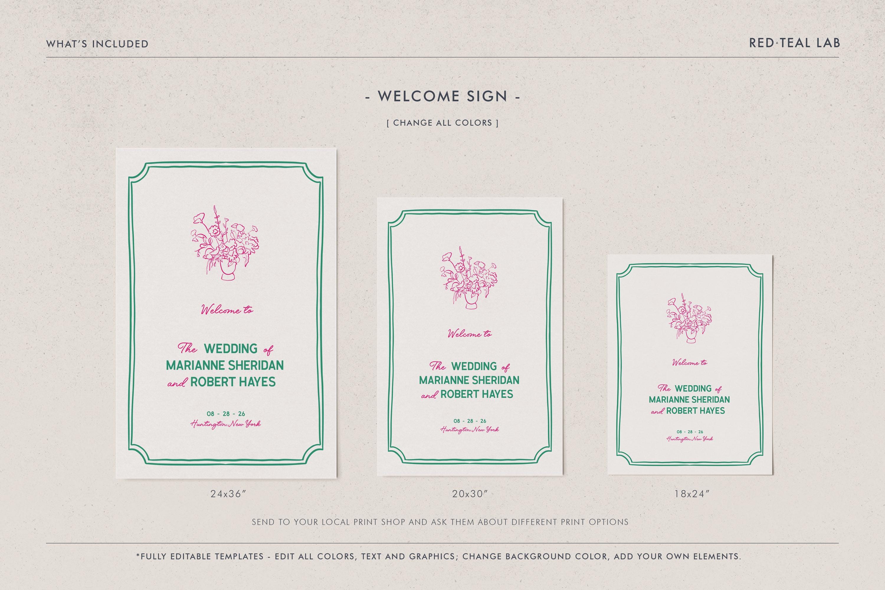 Modern Wedding Welcome Sign Template, Whimsical Welcome Sign Editable ...