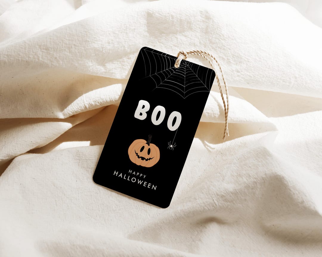 Halloween Favor Tag Template, Happy Halloween Gift Tag Editable, Boo ...