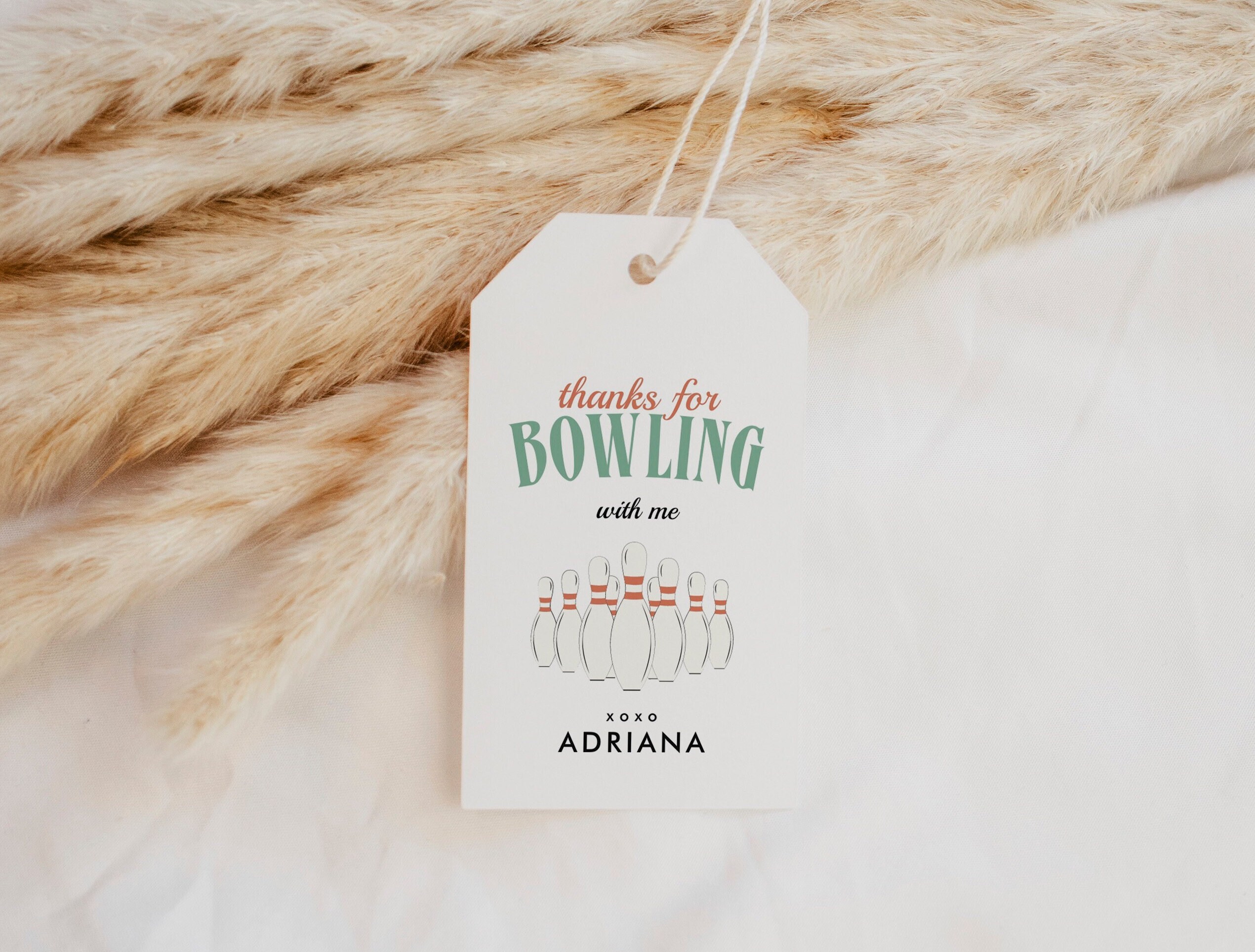 Bowling Gift Tag Template, Editable Bowling Favor Tag, Bowling Thank ...
