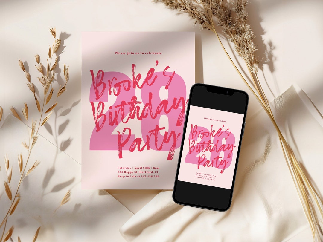 28th Birthday Invitation Template, Editable 28th Birthday Digital ...