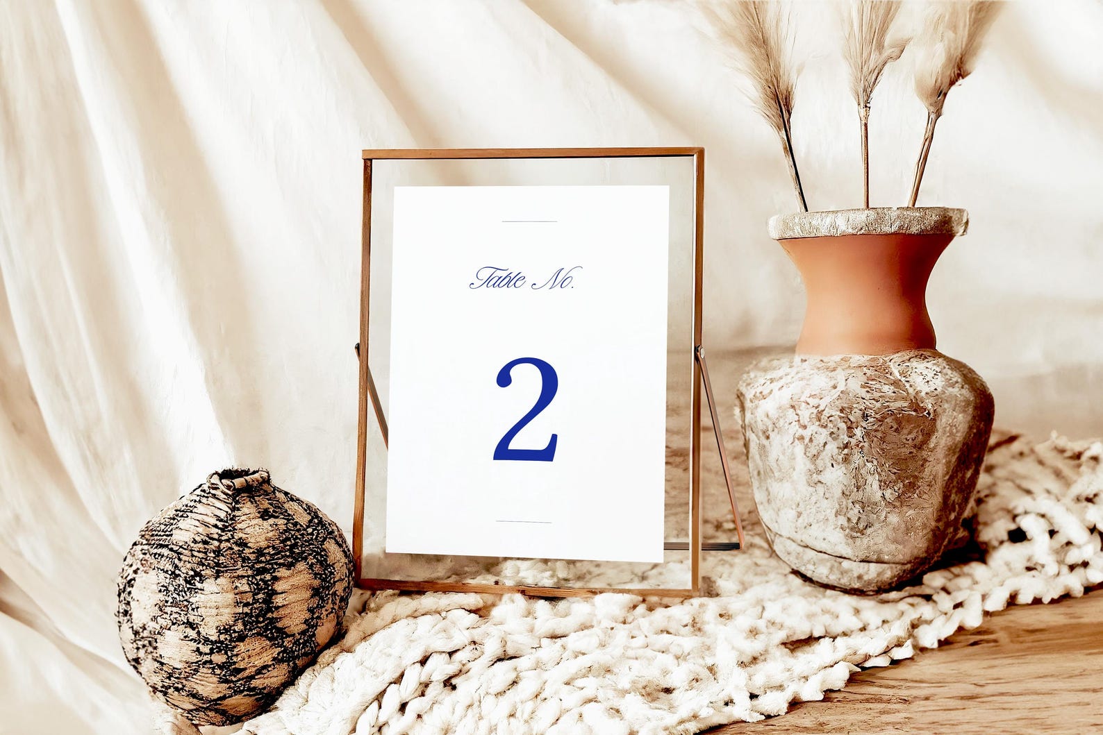 Modern Wedding Table Number Template, Retro Table Number Blue ...