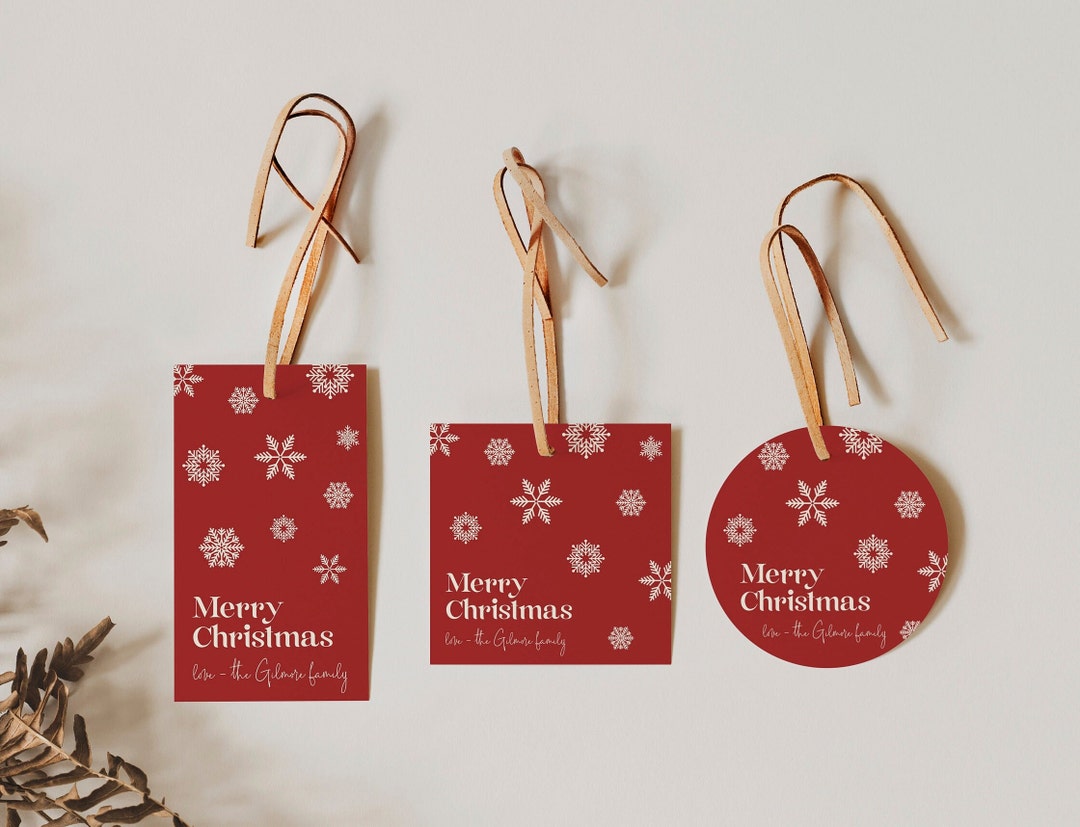 Snowflake Christmas Gift Tag Template, Printable Merry Christmas Gift ...