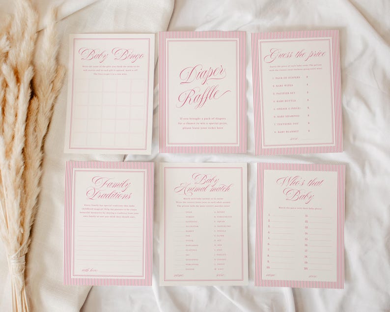 Baby Shower Games Printable, Dusty Pink Baby Girl Shower Games Bundle ...