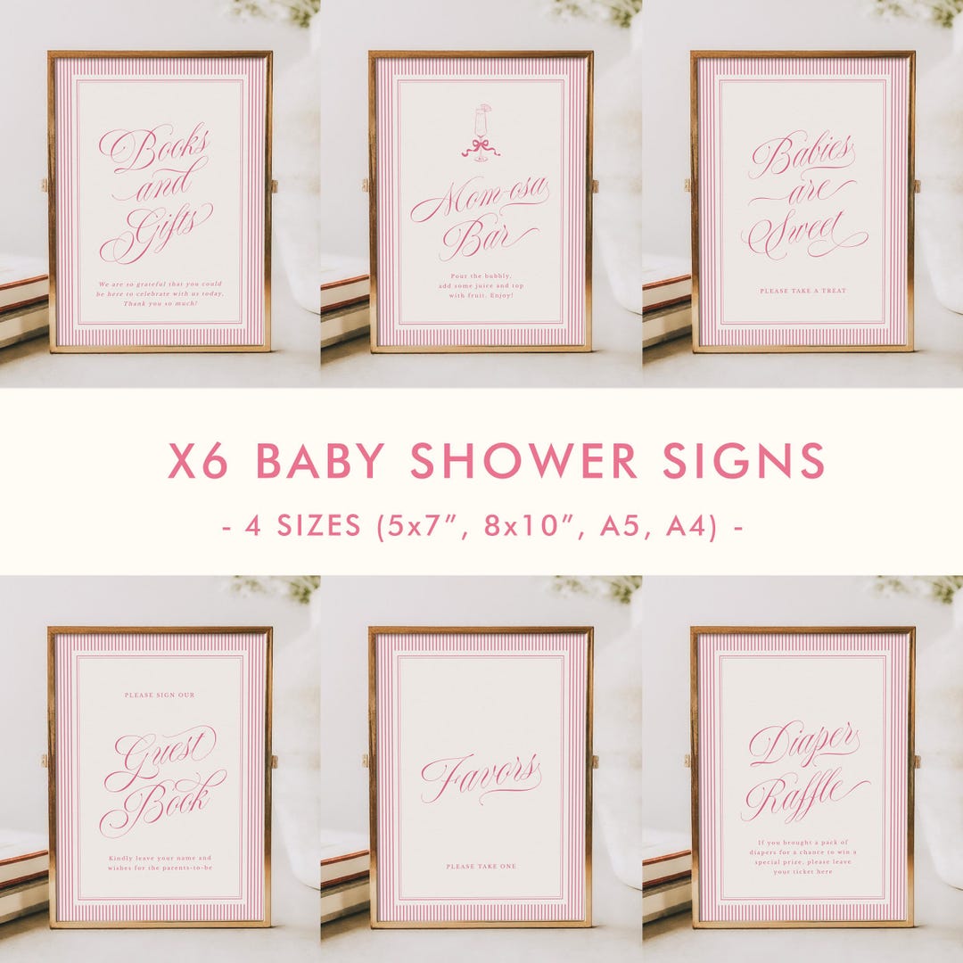 Baby Shower Sign Bundle Templates, Modern Retro Baby Shower Signage ...