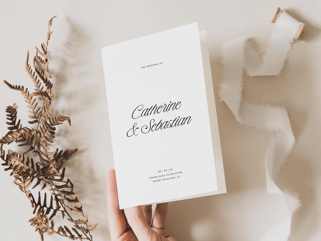 Modern Wedding Program Template, Minimalist Wedding Program Simple ...
