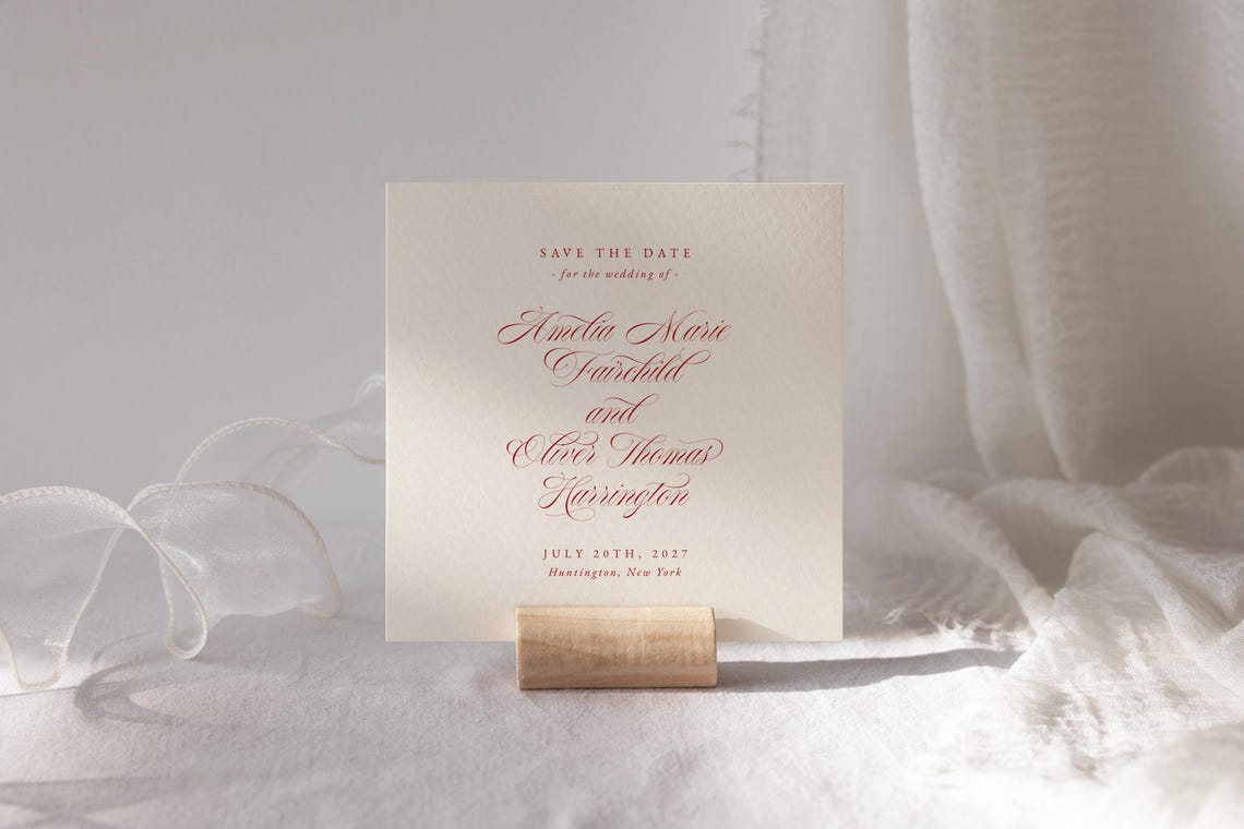 Modern Classic Save the Date Template, Retro Minimalist Square Save the ...