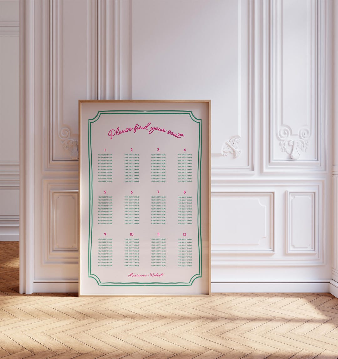 Modern Wedding Seating Chart Template, Handwritten Seating Chart ...