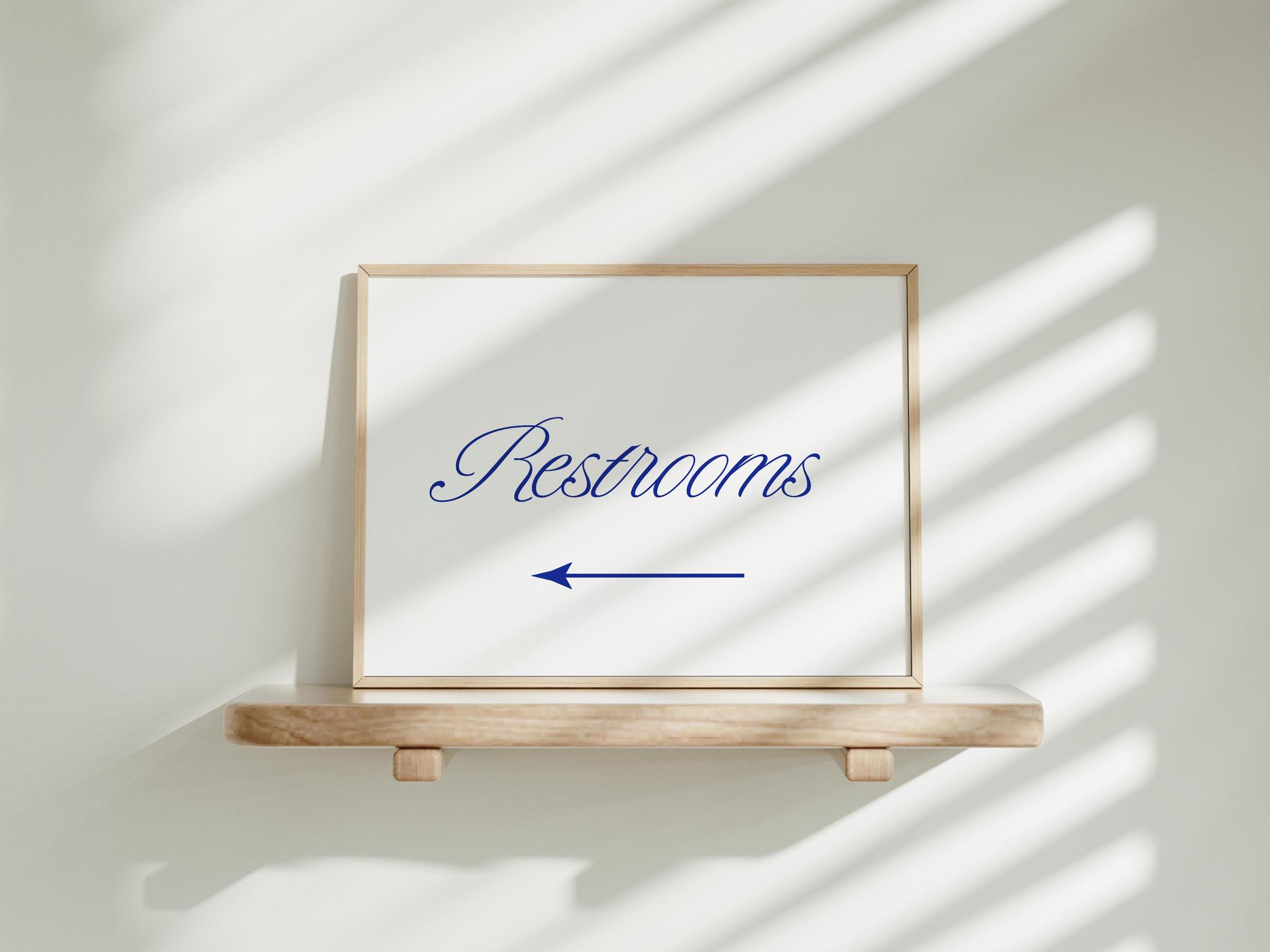 Restroom Arrow Sign Template, Wedding Restroom Sign Minimalist ...