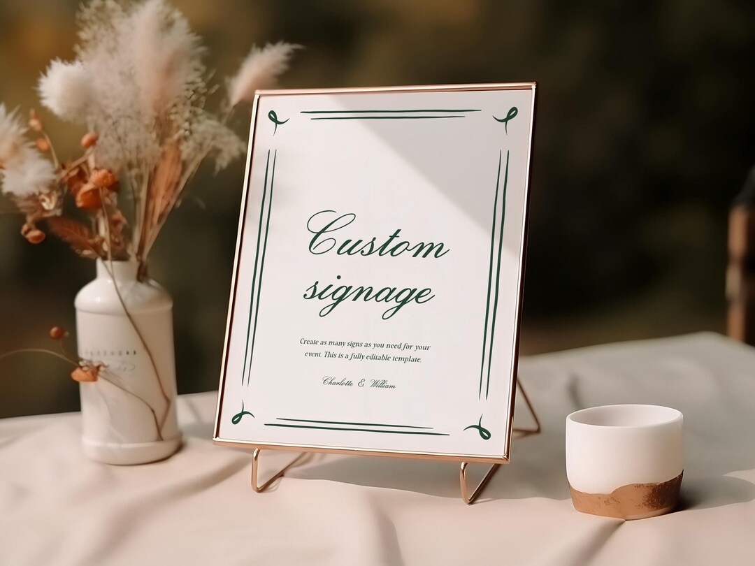 Handwritten Custom Sign Template, Hand Drawn Wedding Signage Vintage ...