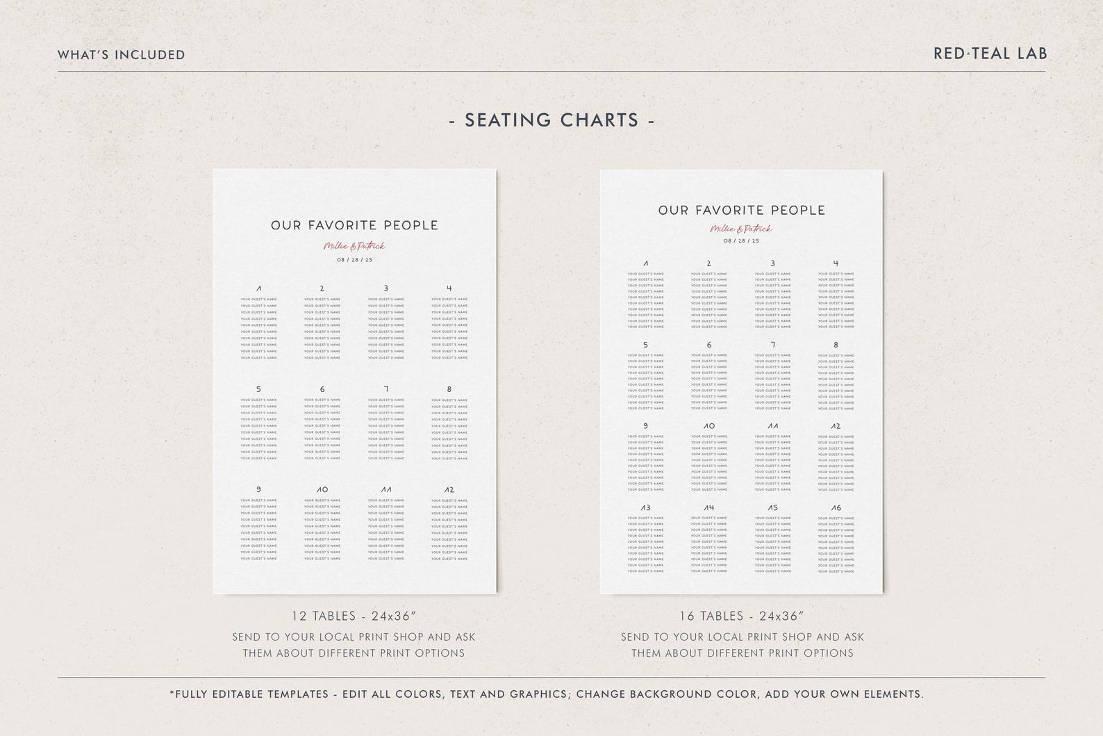 Modern Wedding Seating Chart Template, Minimalist Seating Chart, Simple ...