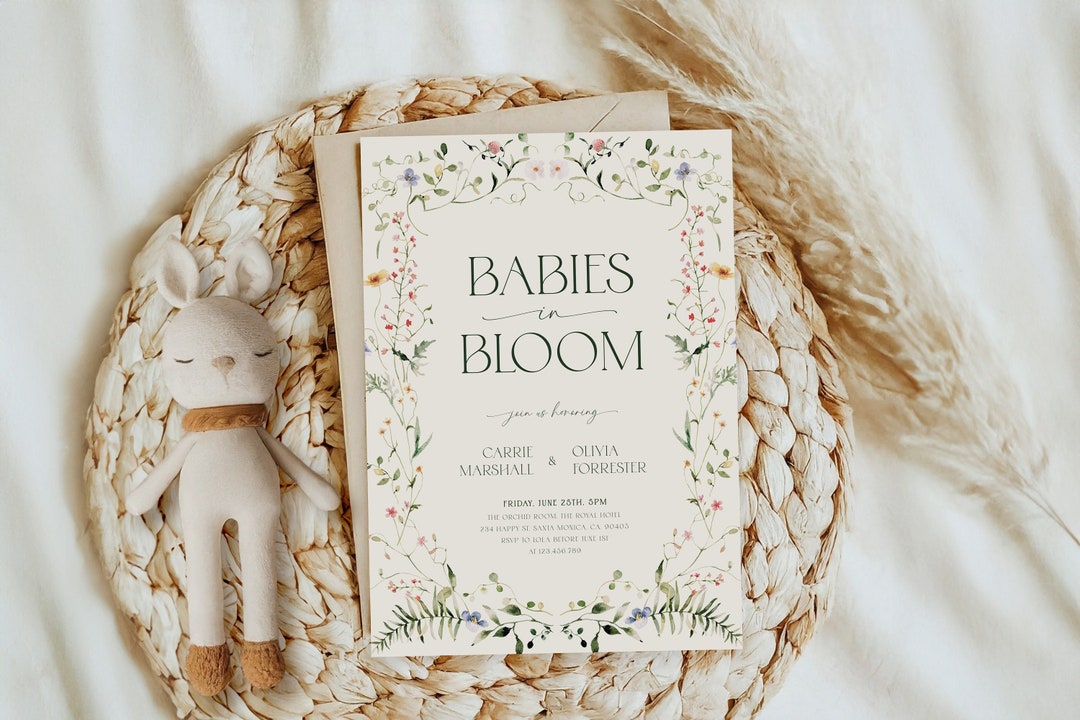 Double Baby Shower Invitation Template, Joint Baby Shower Invitation ...