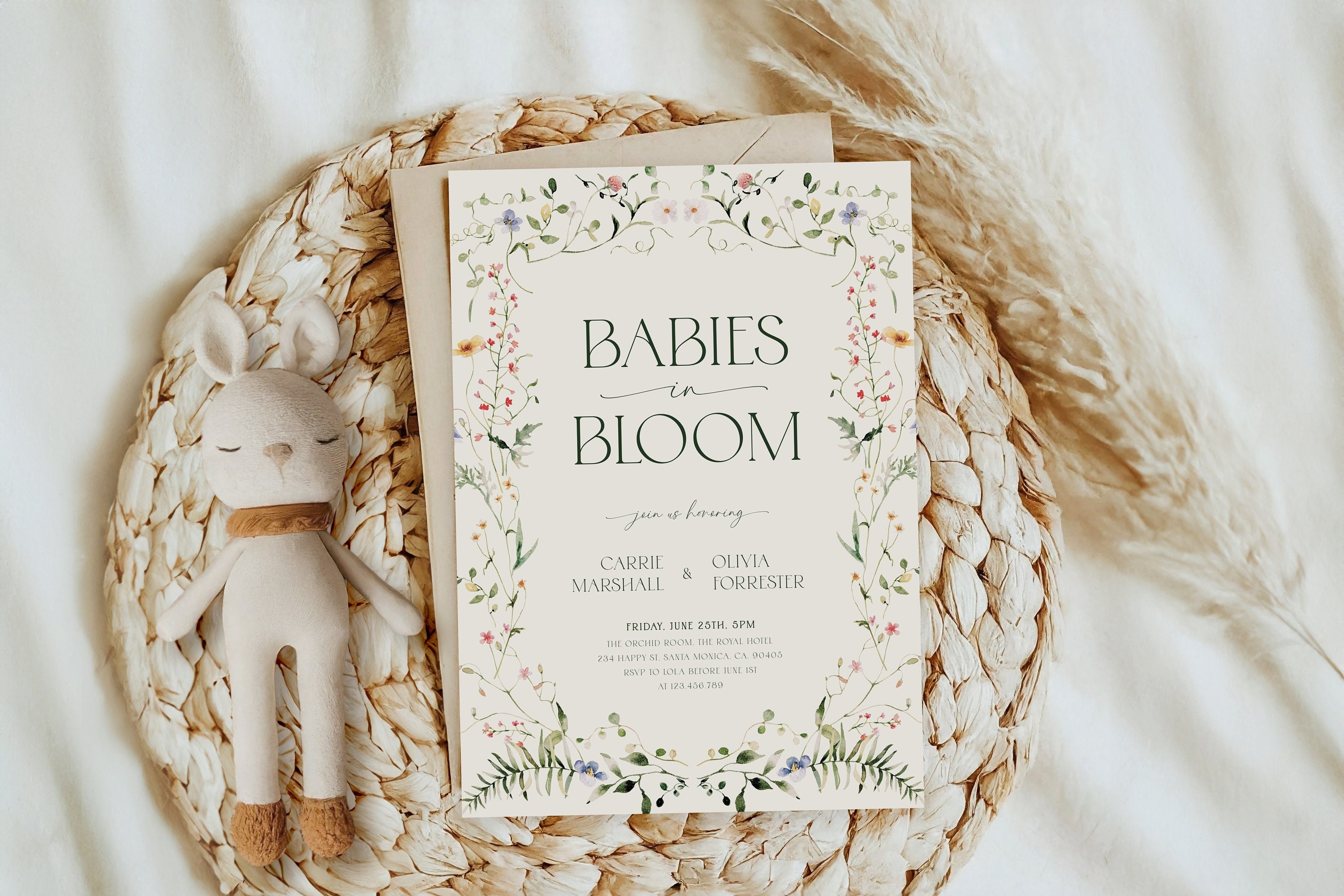 Double Baby Shower Invitation Template, Joint Baby Shower Invitation ...