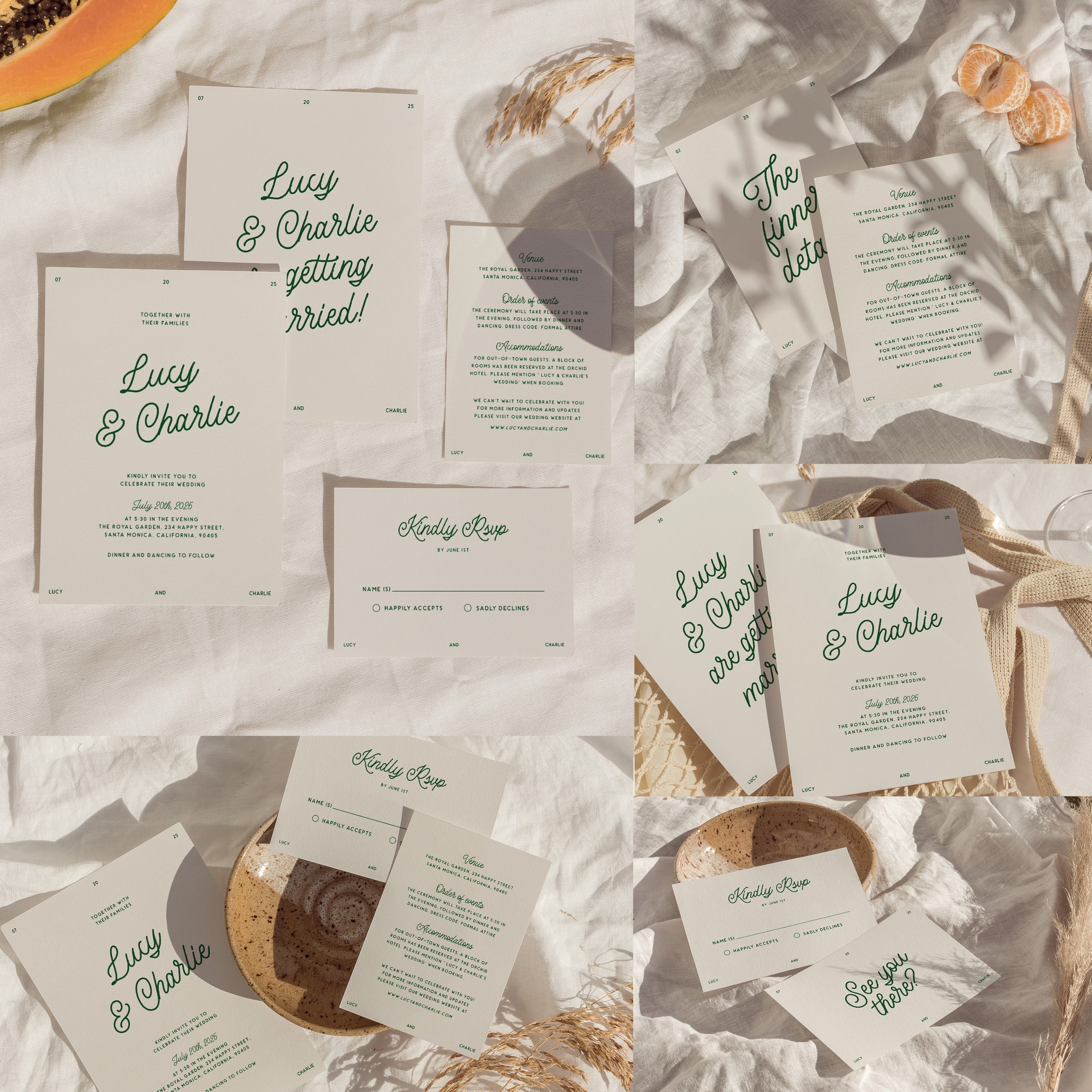 Modern Wedding Invitation Bundle Template, Retro Wedding Bundle ...